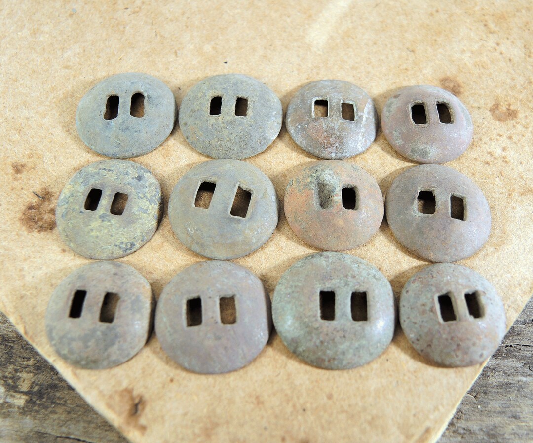 Antique Brass Button Ancient Round Connector Dig Finds Set of 12 B59 - Etsy