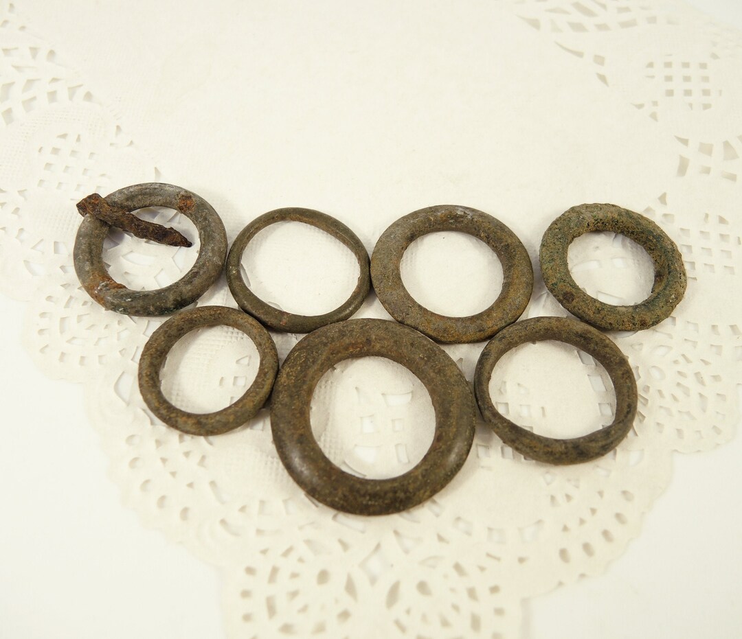 Antique Rings Big Brass Primitive Ring Round Connectors - Etsy