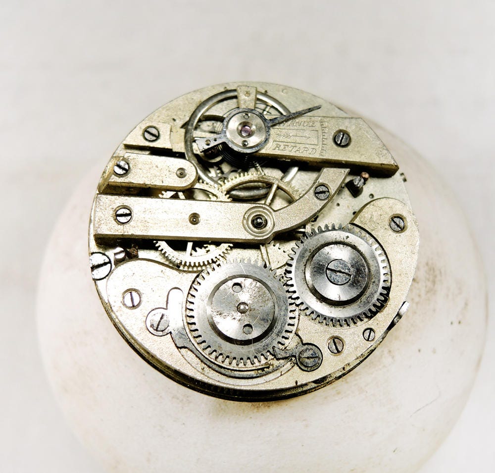 Rare antique brass pocket watch movement Big gold mechanism | Etsy