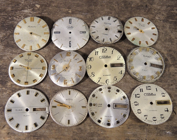 Vintage Watch Faces Round Silver Watch Dial Set of 12 C53 - Etsy