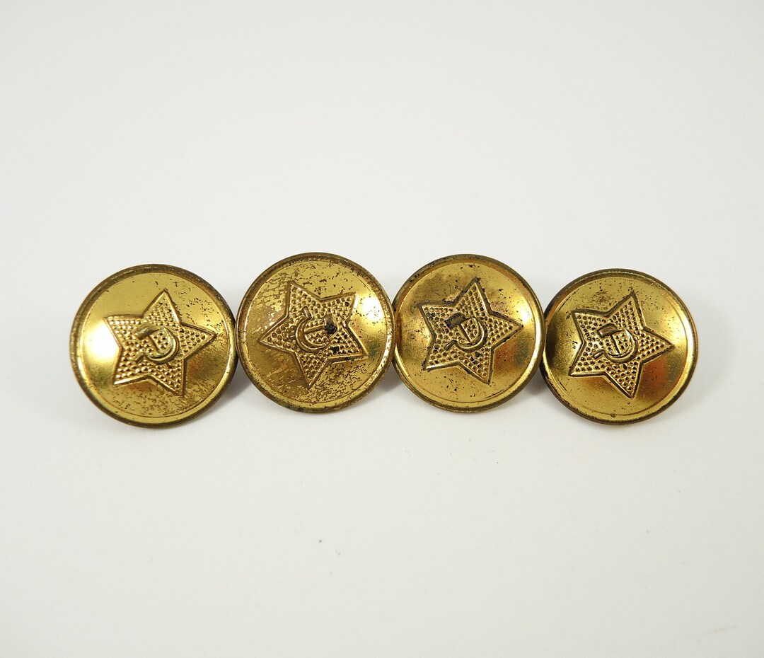 Mid Century Gilded Brass Military Buttons Hammer and Sickle Symbol USSR ...