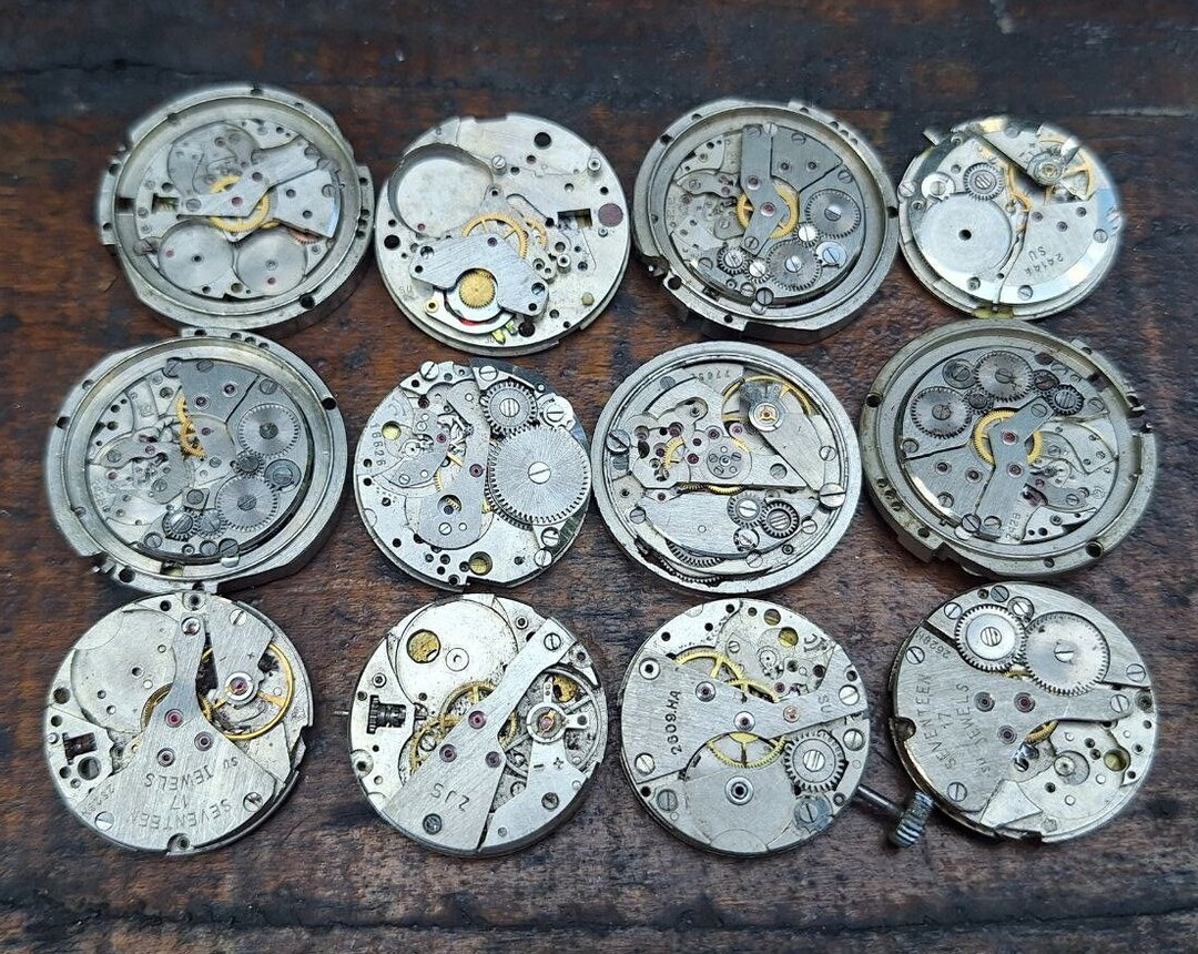 Vintage Watch Movements With Number Ring, Round Mechanism From Soviet ...