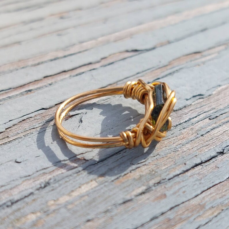 Maine Green Tourmaline Ring, Mt. Mica Gemstone, Handmade Wire Wrapped ...