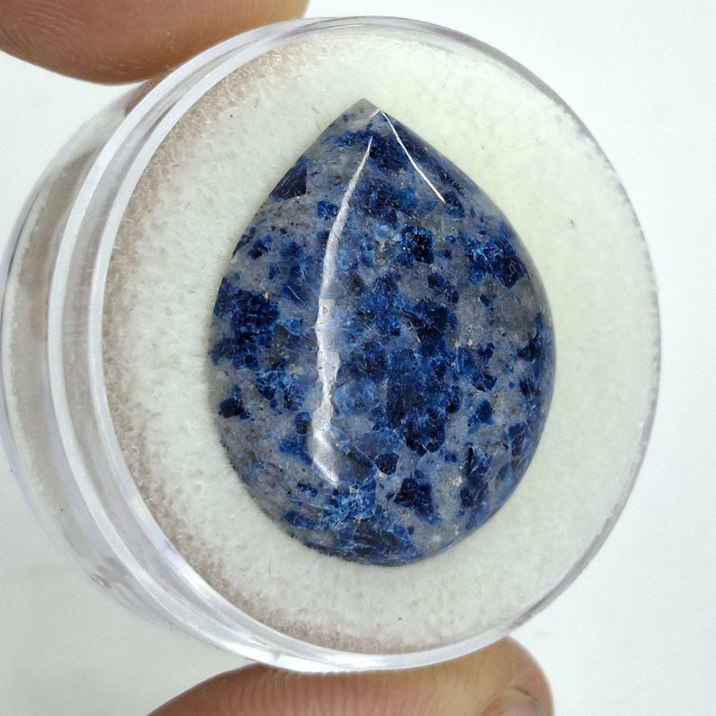 Georgia Lazulite Teardrop Cabochon, Graves Mountain Lazulite in Quartz ...