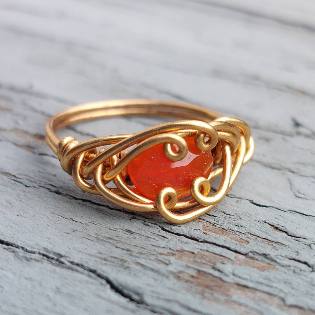 Rose Cut Carnelian, Carnelian Rings, Carnelian Jewelry, Wire Wrapped ...