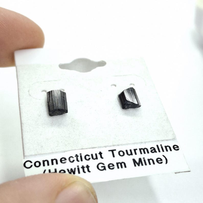 Connecticut Elbaite Tourmaline Crystal Stud Earrings, Stainless Steel ...