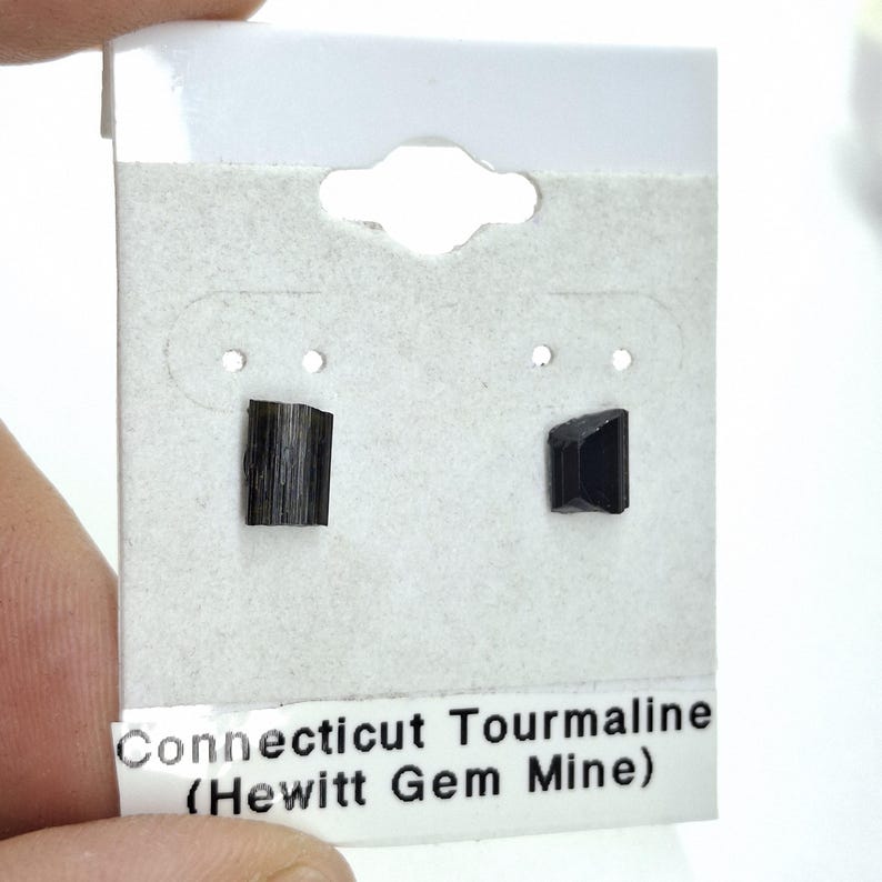 Connecticut Elbaite Tourmaline Crystal Stud Earrings, Stainless Steel ...