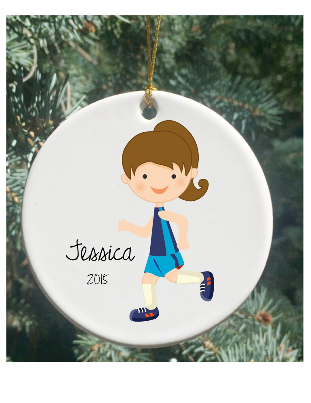 Running Girl Kids Ornaments, Runner Ornament, Personalized Christmas ...
