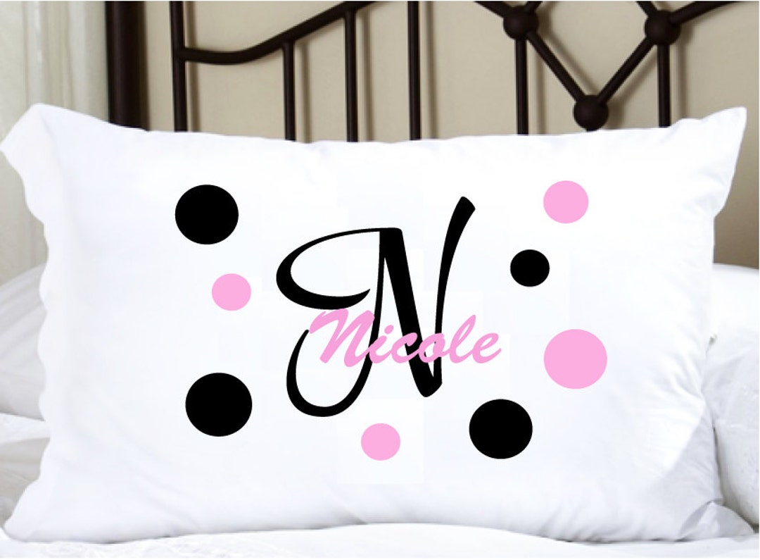 Personalized Pillowcase With Cute Girls Name Pink and Black, Cute ...