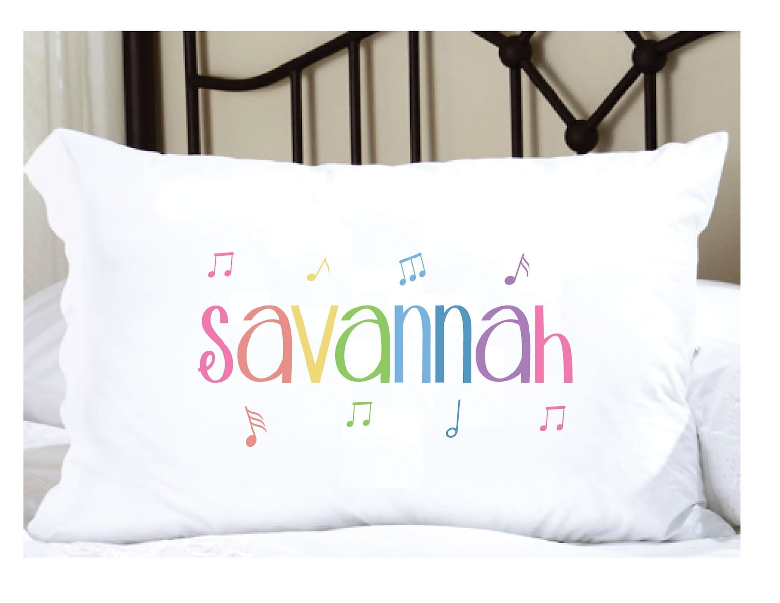 Personalized Music Notes Pillowcase: Pastel Room Decor, Bedding. - Etsy