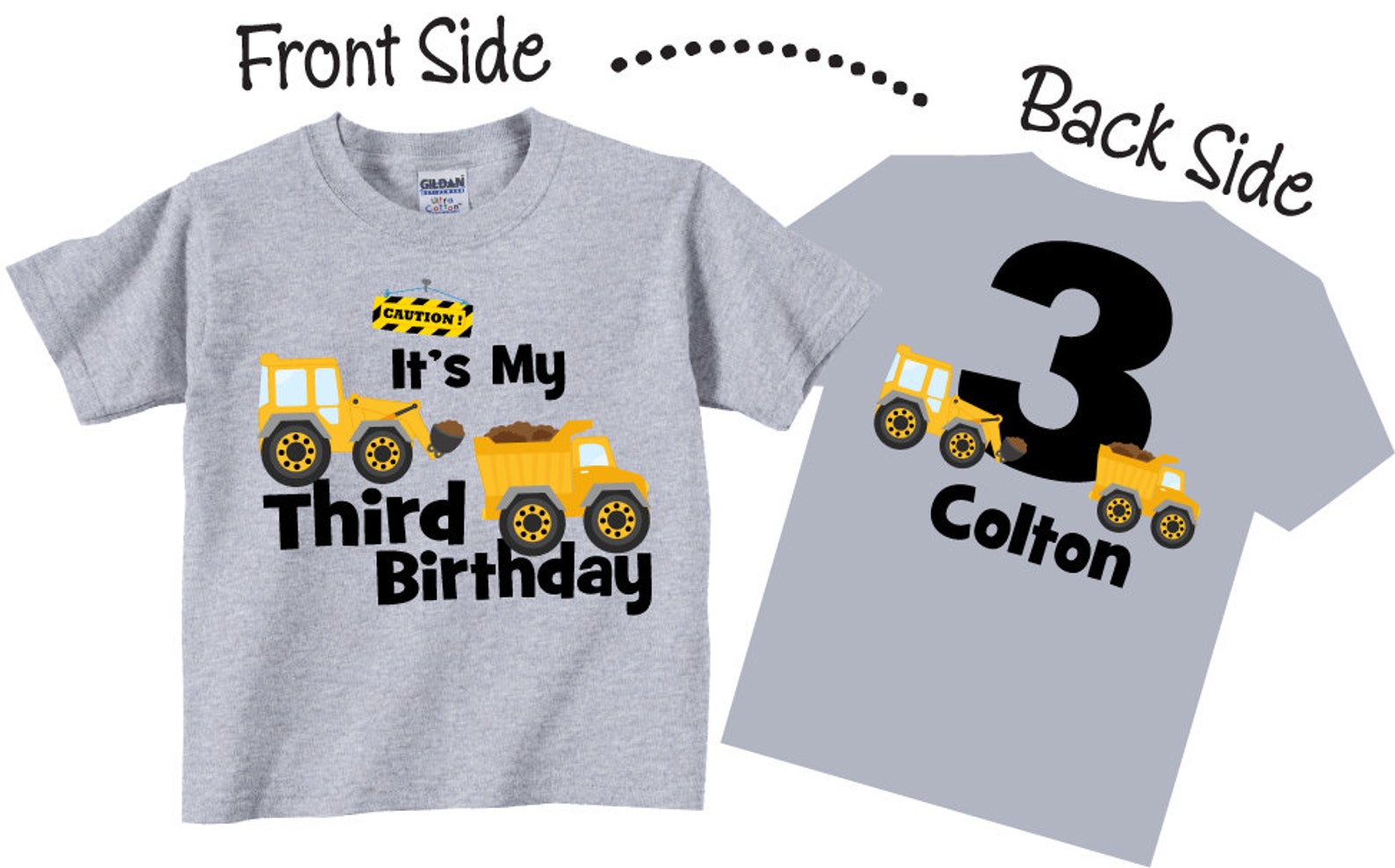 3rd Birthday Shirts or Any Age Birthday With Construction - Etsy