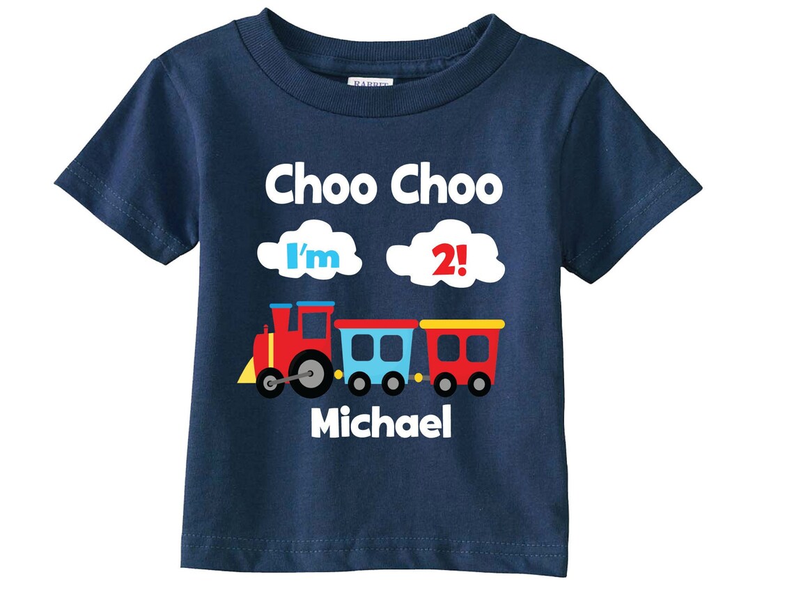 Choo Choo 2nd Birthday Shirts and Tshirts Navy Blue Tees, Any Age ...