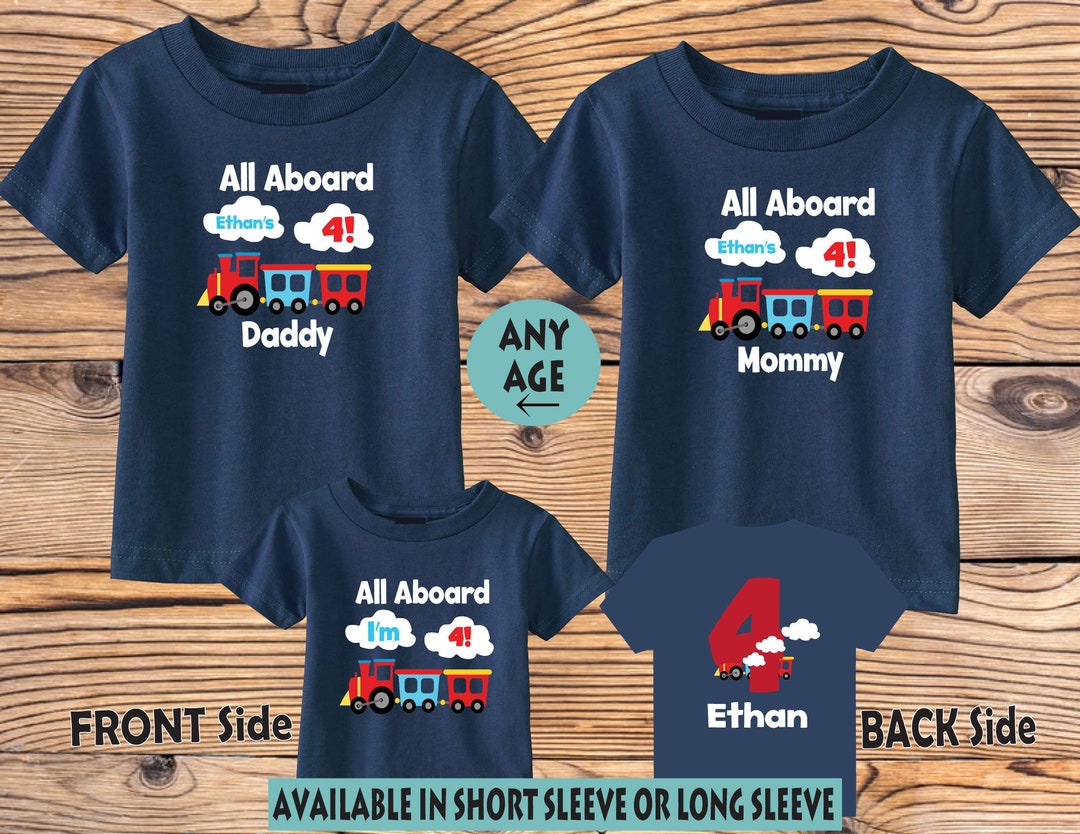 Train 4th Birthday Family Shirts: All Aboard Theme, Set of 4 - Etsy