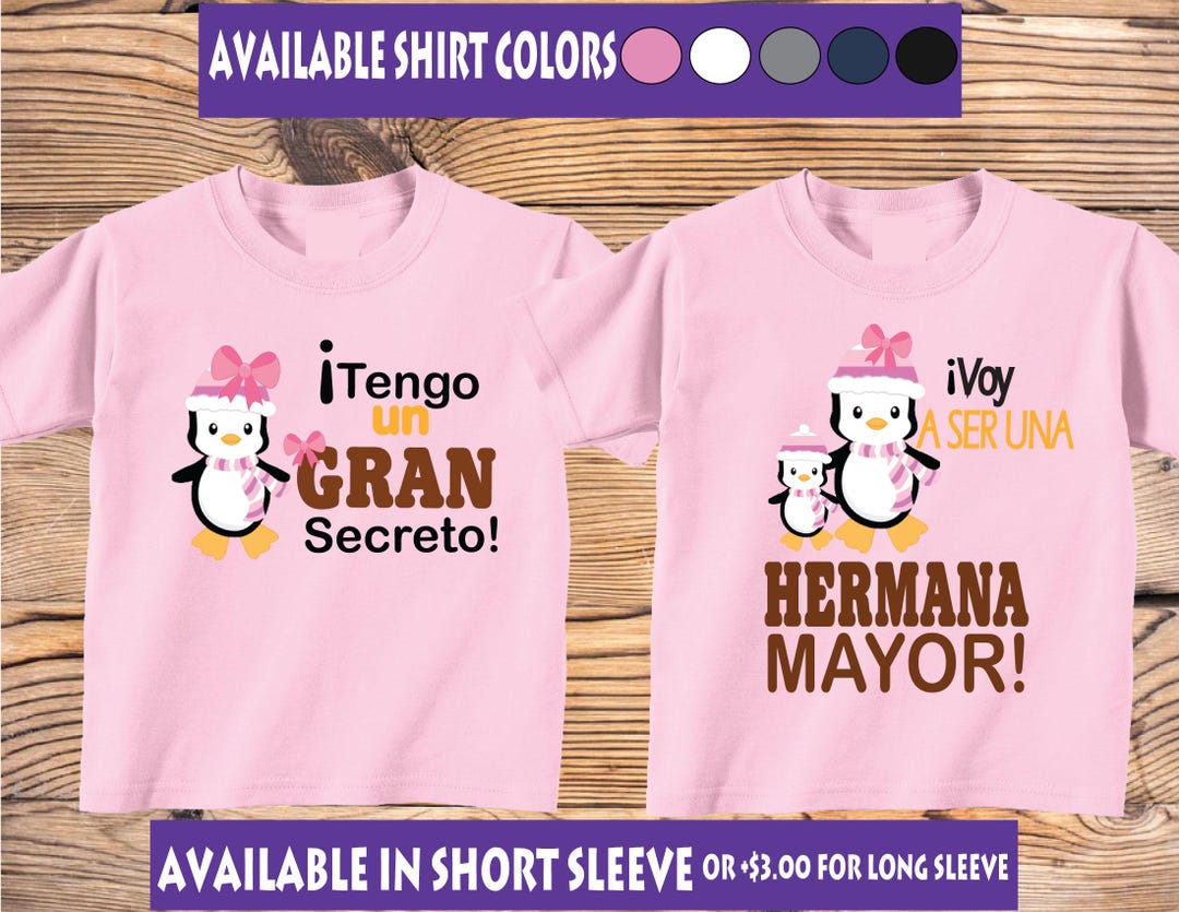Big Sister Penguin Shirt: Spanish Pregnancy Announcement Tee - Etsy