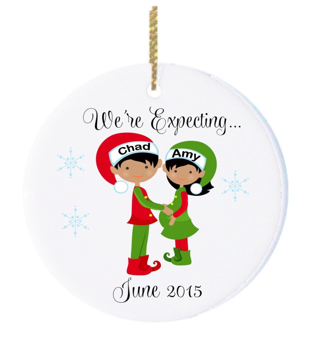 Personalized Pregnancy Announcement Ornament: Expecting Elf Couple - Etsy