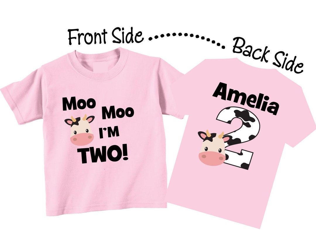 Moo Moo I'm Two Cow Birthday Shirt: Farm Theme, Personalized - Etsy