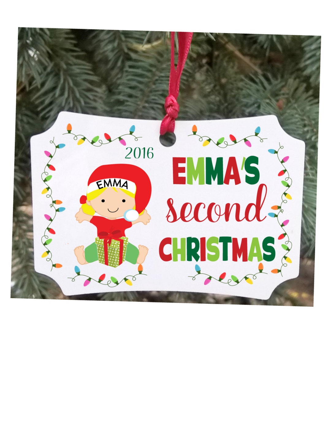Personalized Christmas Ornament My Second Christmas Little Girl - Etsy