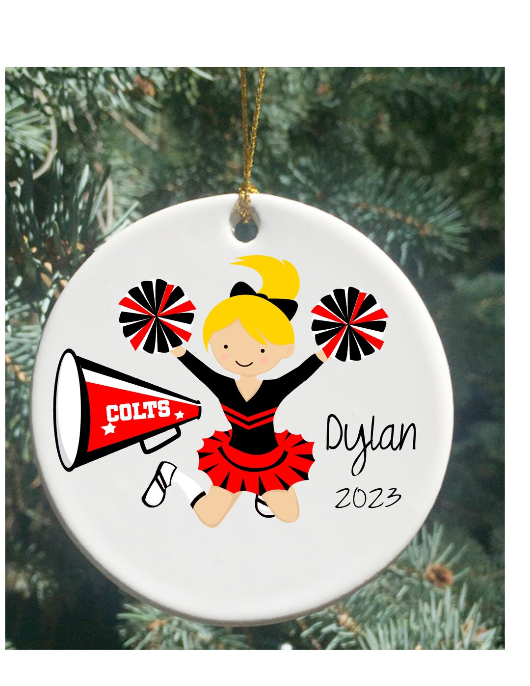 Personalized Kids Christmas Cheer Ornament, Kids Cheerleader Ornament ...