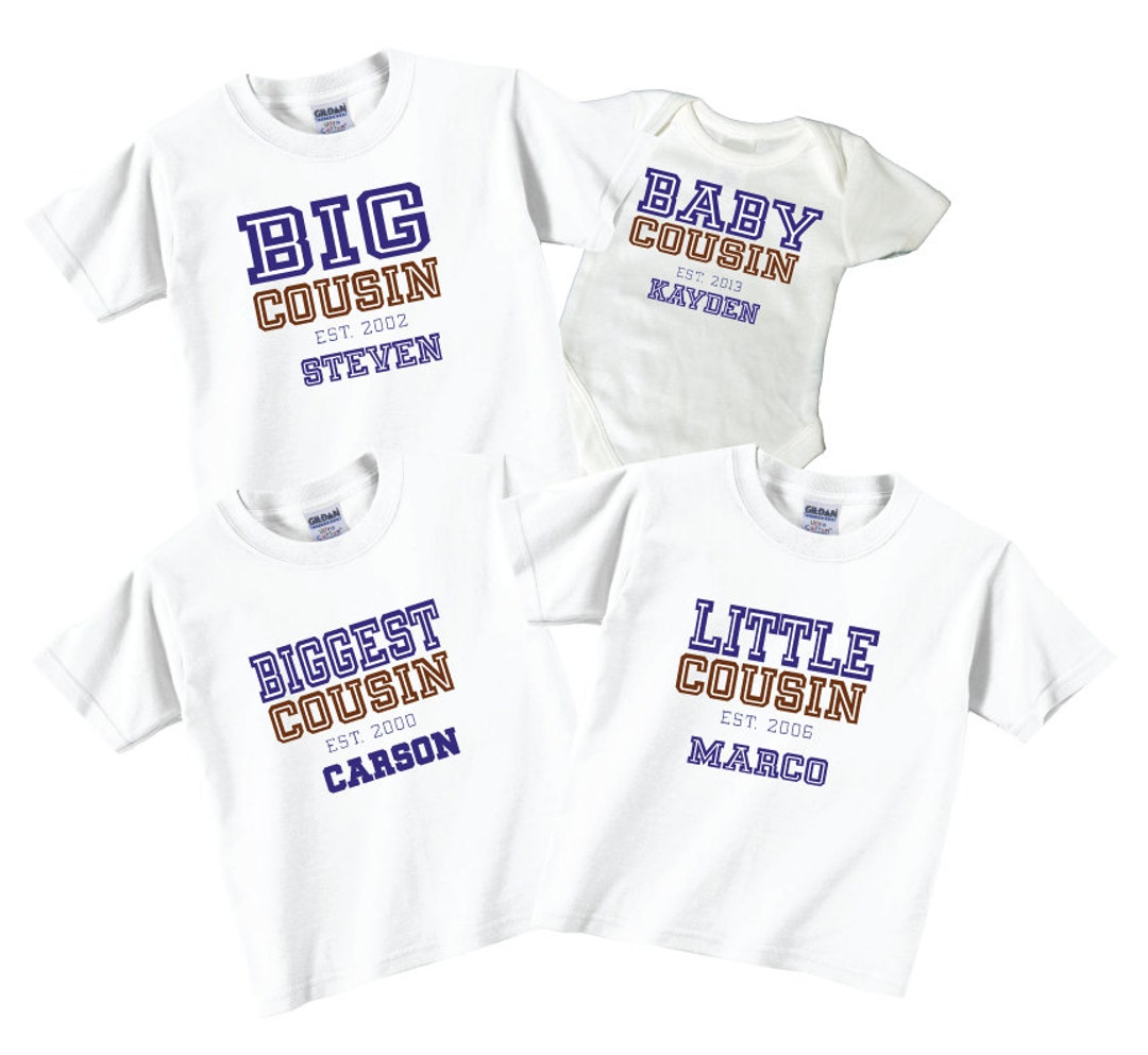 Conjunto de 4 camisas Soy el primo mayor, primo pequeño, primo bebé ...