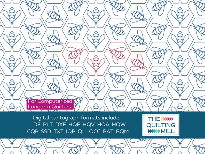 Sister Hives - Bee Quilting Pantograph Pattern | Digital Honeycomb ...