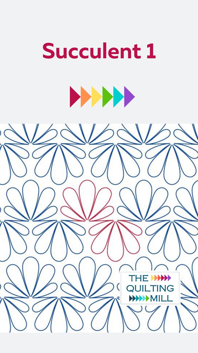 Succulent 1 - Digital Pantograph | Leaf Quilting Pattern | E2E Longarm ...