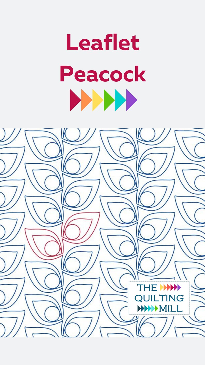 Leaflet Peacock - Digital Quilting Pantograph | Elegant Feather & Leaf ...