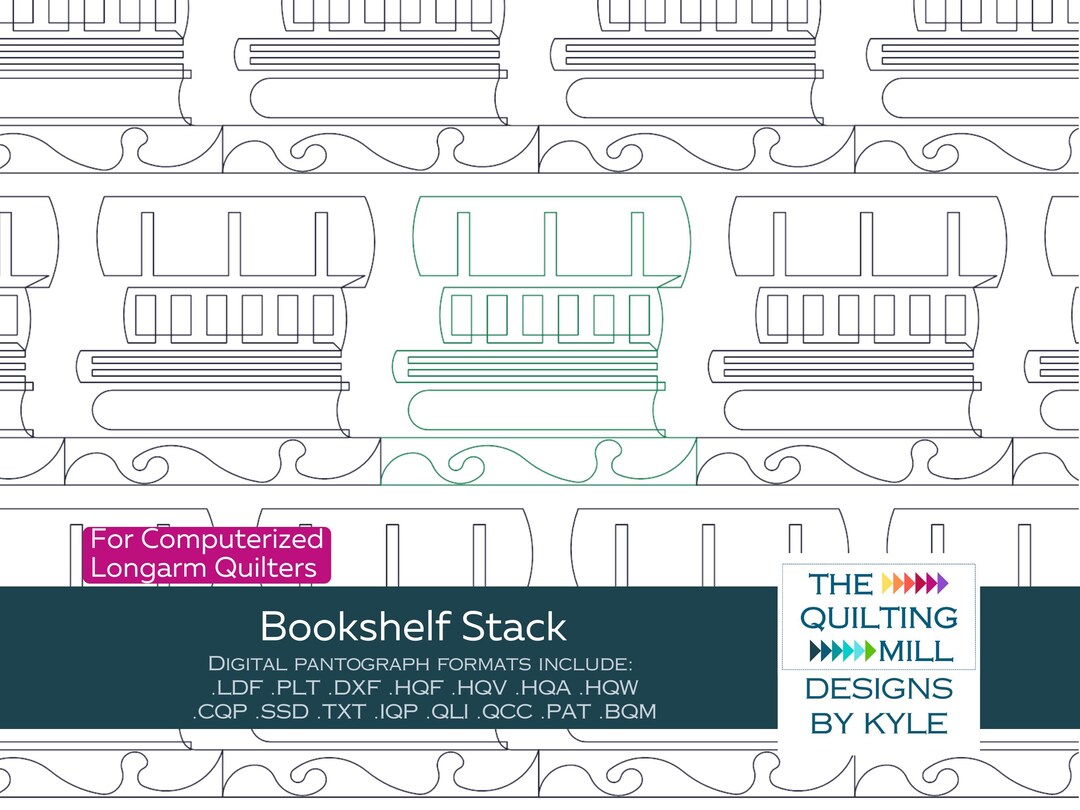 Bookshelf Stack - Digital Quilt Pantograph | Longarm Quilting Pattern ...
