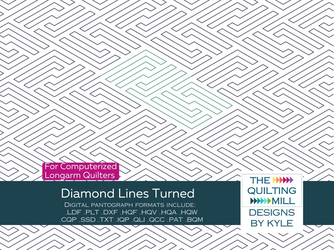Diamond Lines Turned - Digital Longarm Pantograph | Geometric Edge-to ...