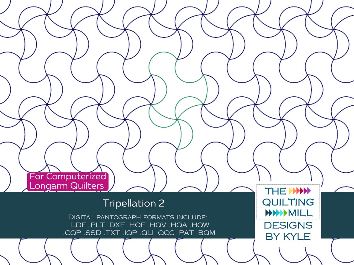 Tripellation 2 - Digital Quilting Pantograph | Fun Swirl Pattern for ...