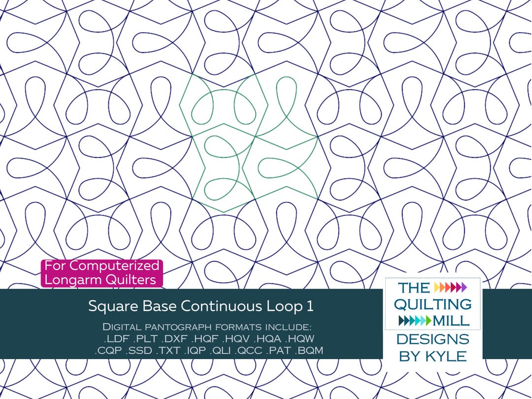 Square Base Continuous Loop 1 Quilting Pantograph | Playful Loops and Swirls for Longarm ...