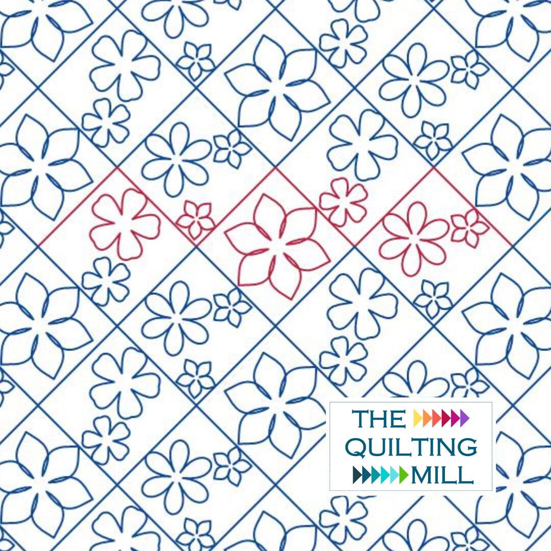 Blooming Crosshatch - Digital Quilting Pantograph | Floral Grid Pattern ...