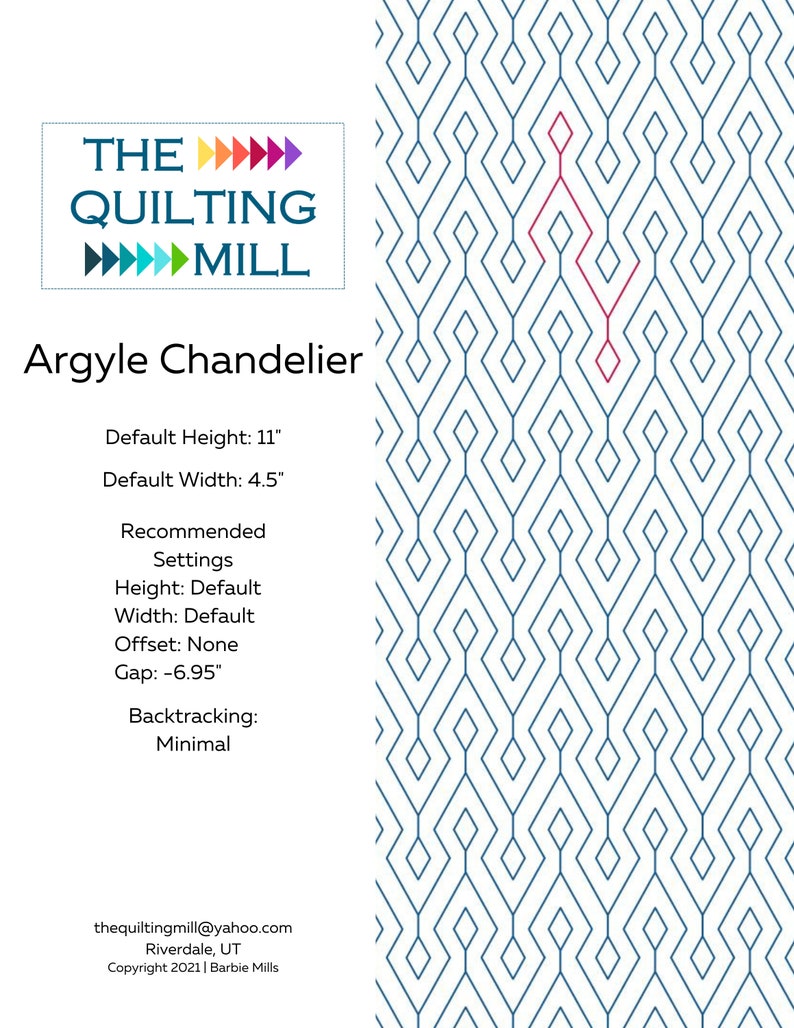 Argyle Chandelier - Digital Pantograph | Modern Diamond Quilting Design ...
