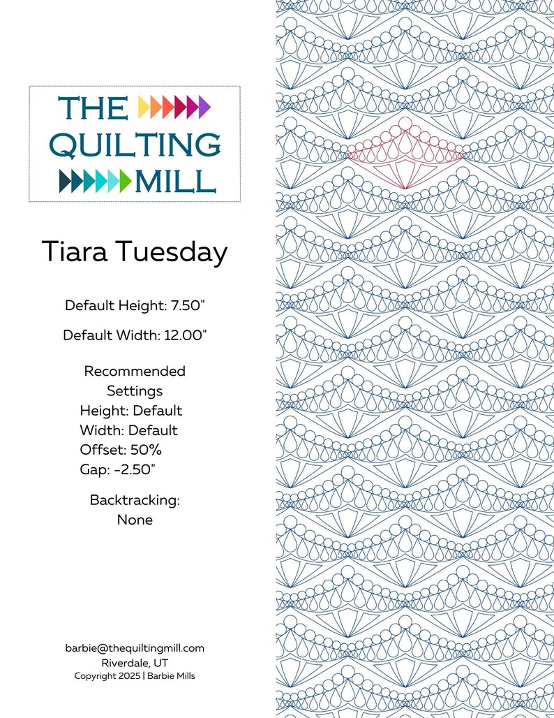 Tiara Tuesday - Digital Longarm Quilting Design for Edge to Edge ...
