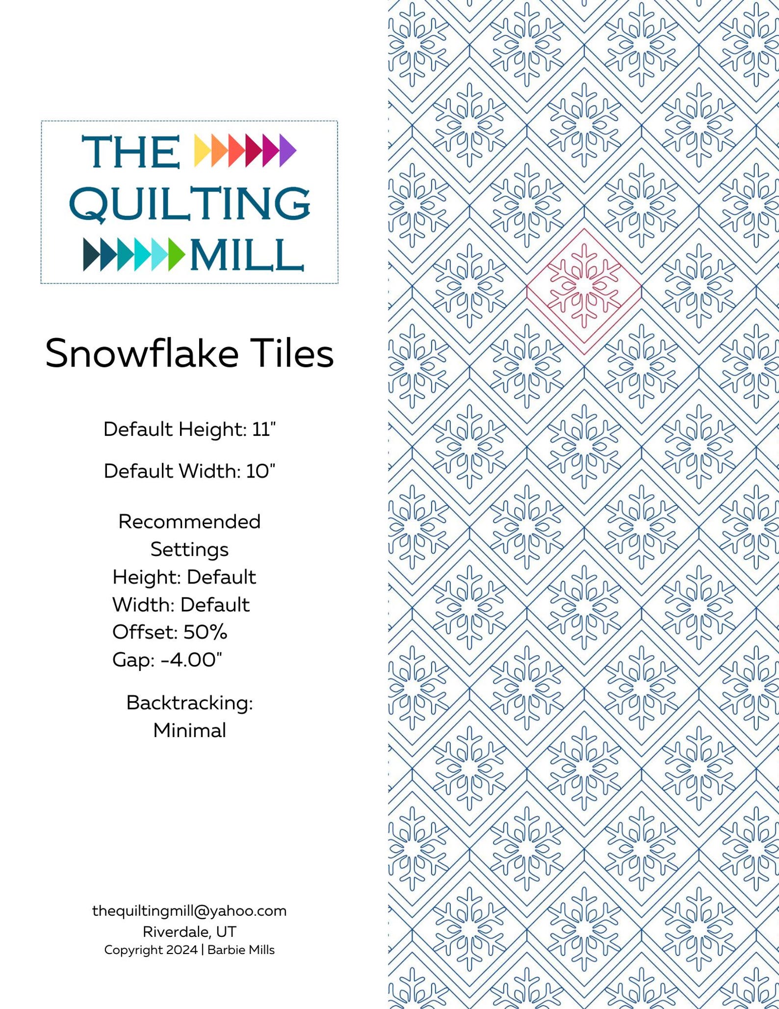 Snowflake Tiles - Digital Pantograph | Holiday Quilting Pattern With ...
