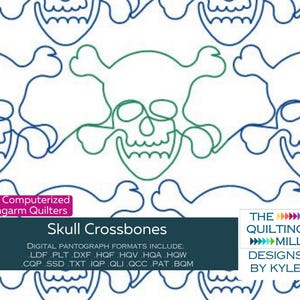 Skull and Bones Digital Pantograph | Halloween Longarm Quilting Pattern ...