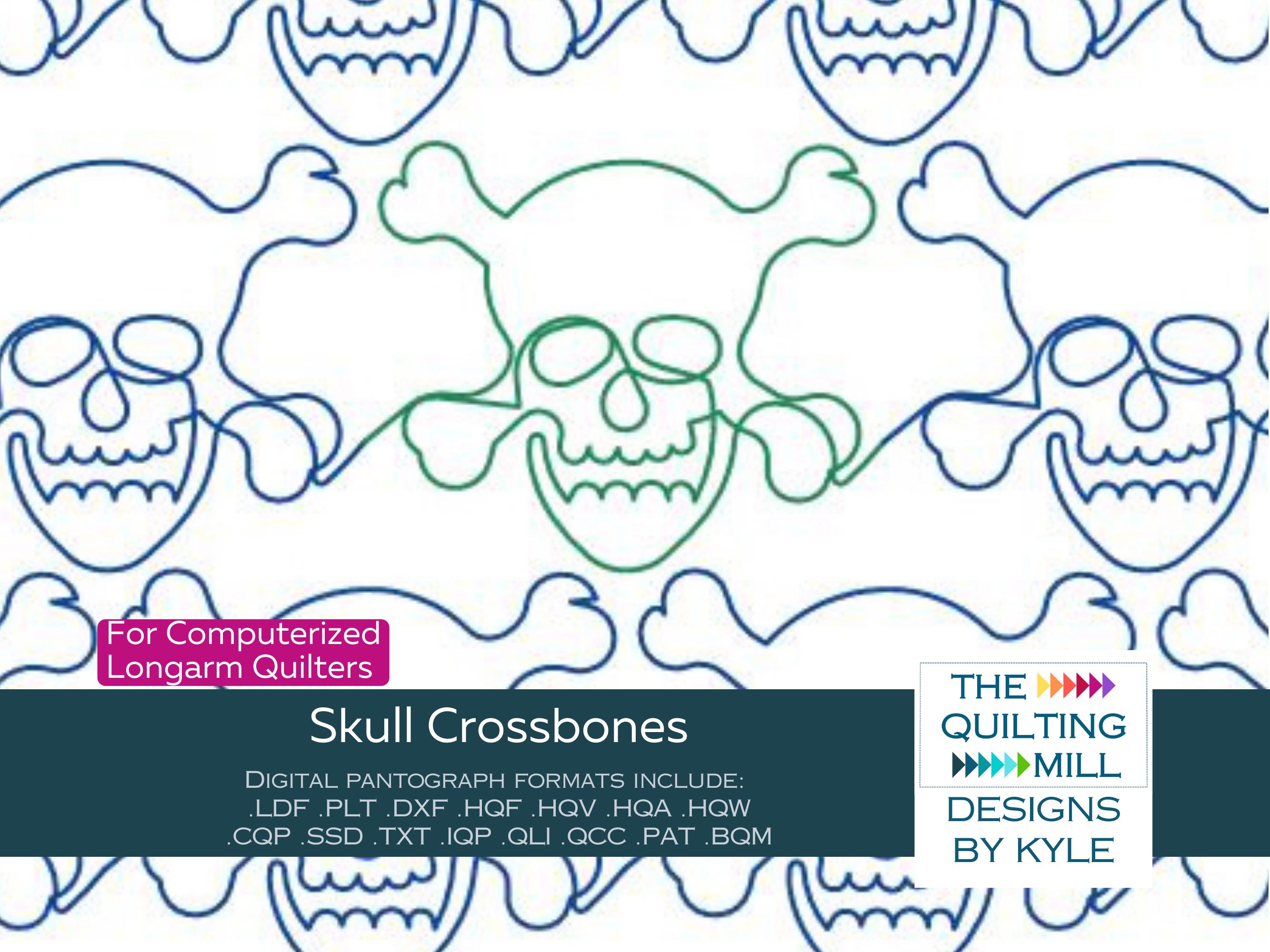Skull and Bones Digital Pantograph | Halloween Longarm Quilting Pattern ...