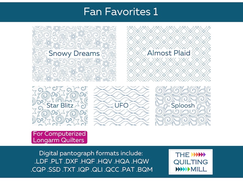 Fan Favorites 1 Bundle - Digital Longarm Quilting Design for Edge to ...