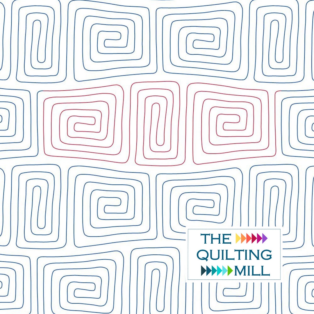 Snail Tracks - Digital Longarm Quilting Pantograph | Quirky Square Spiral Design | E2E Geometric ...