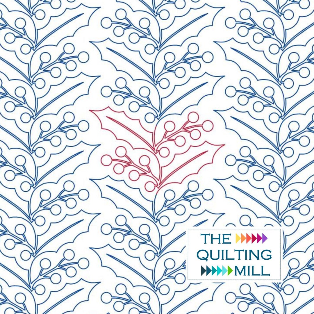 Holly Berry Branches - Digital Longarm Quilting Pantograph | Holiday Quilt Design | Seamless E2E ...