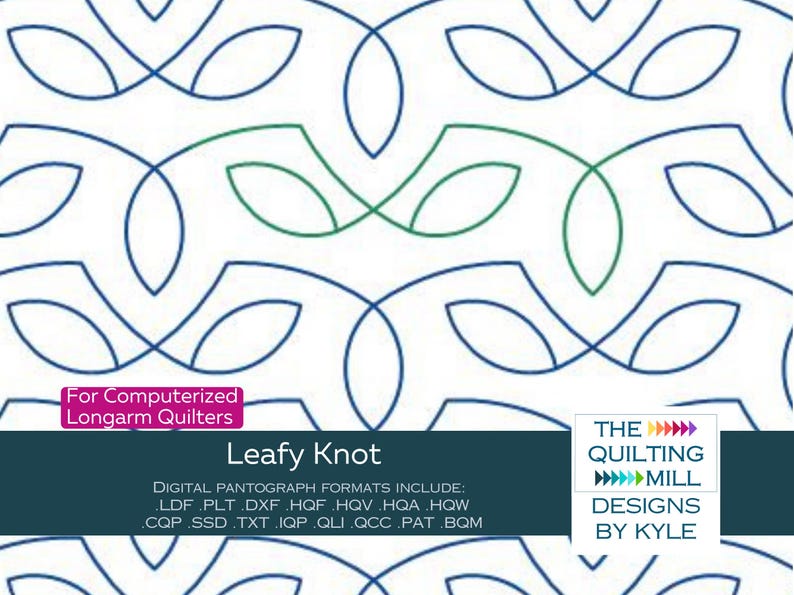 Leafy Knot - Digital Pantograph | Organic Leaf Quilting Pattern | E2E ...