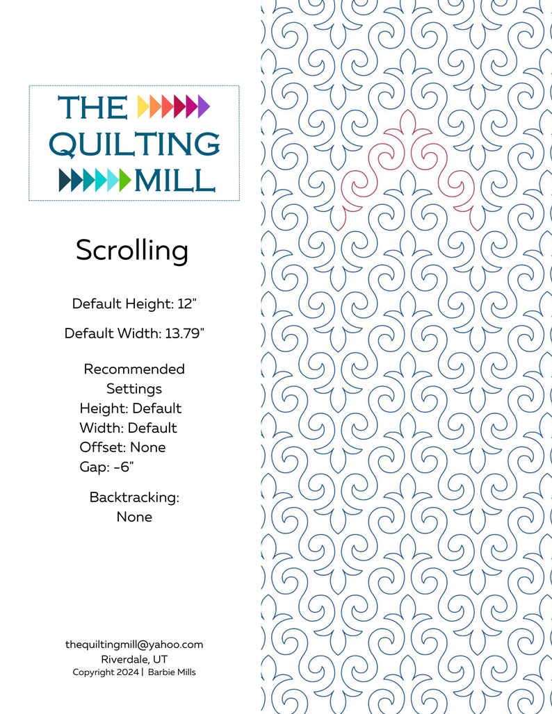 Scrolling - Digital Quilting Pantograph | Longarm Quilt Pattern | E2E ...