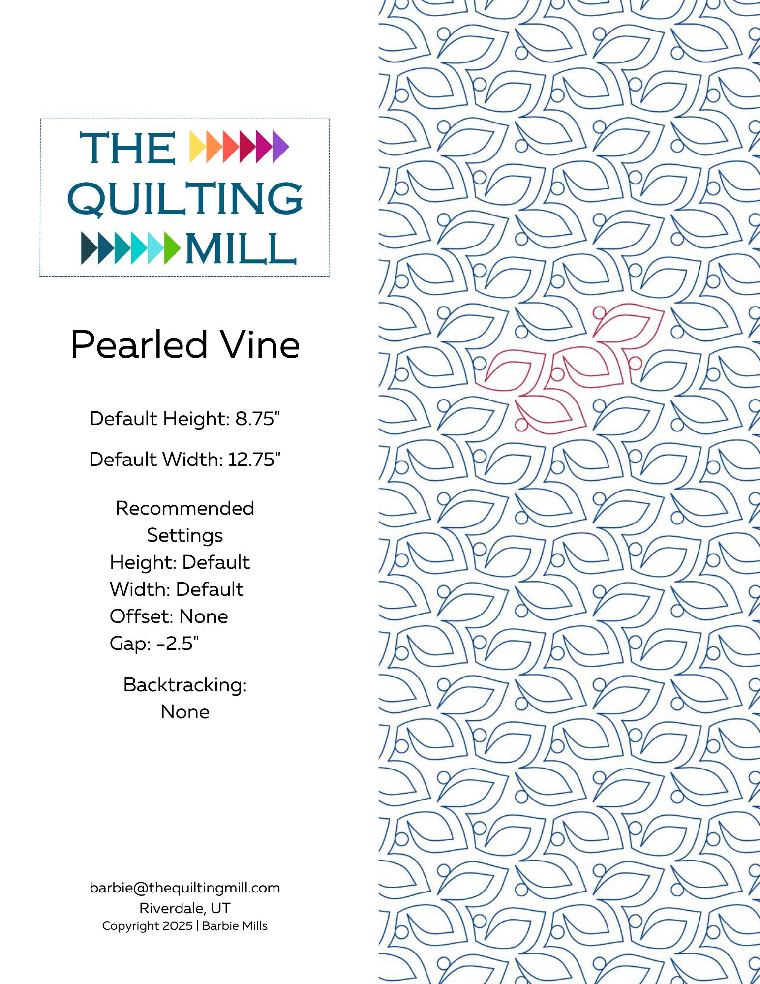 Pearled Vine - Digital Pantograph | Botanical Longarm Quilting Pattern ...