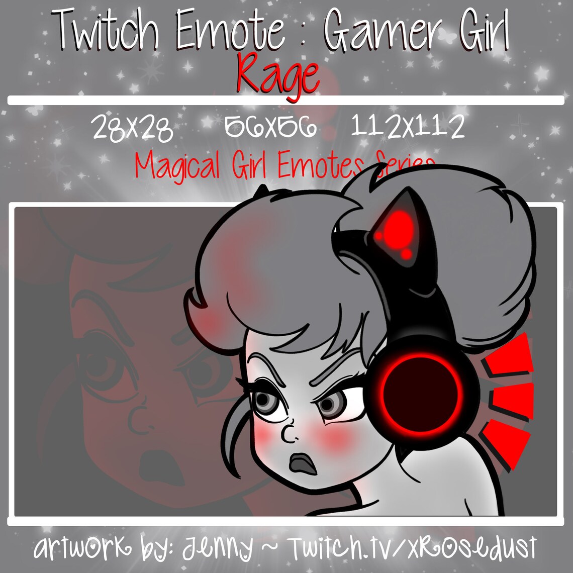 Twitch Emote : Gamer Girl " Rage " Magical Girls Series - Etsy