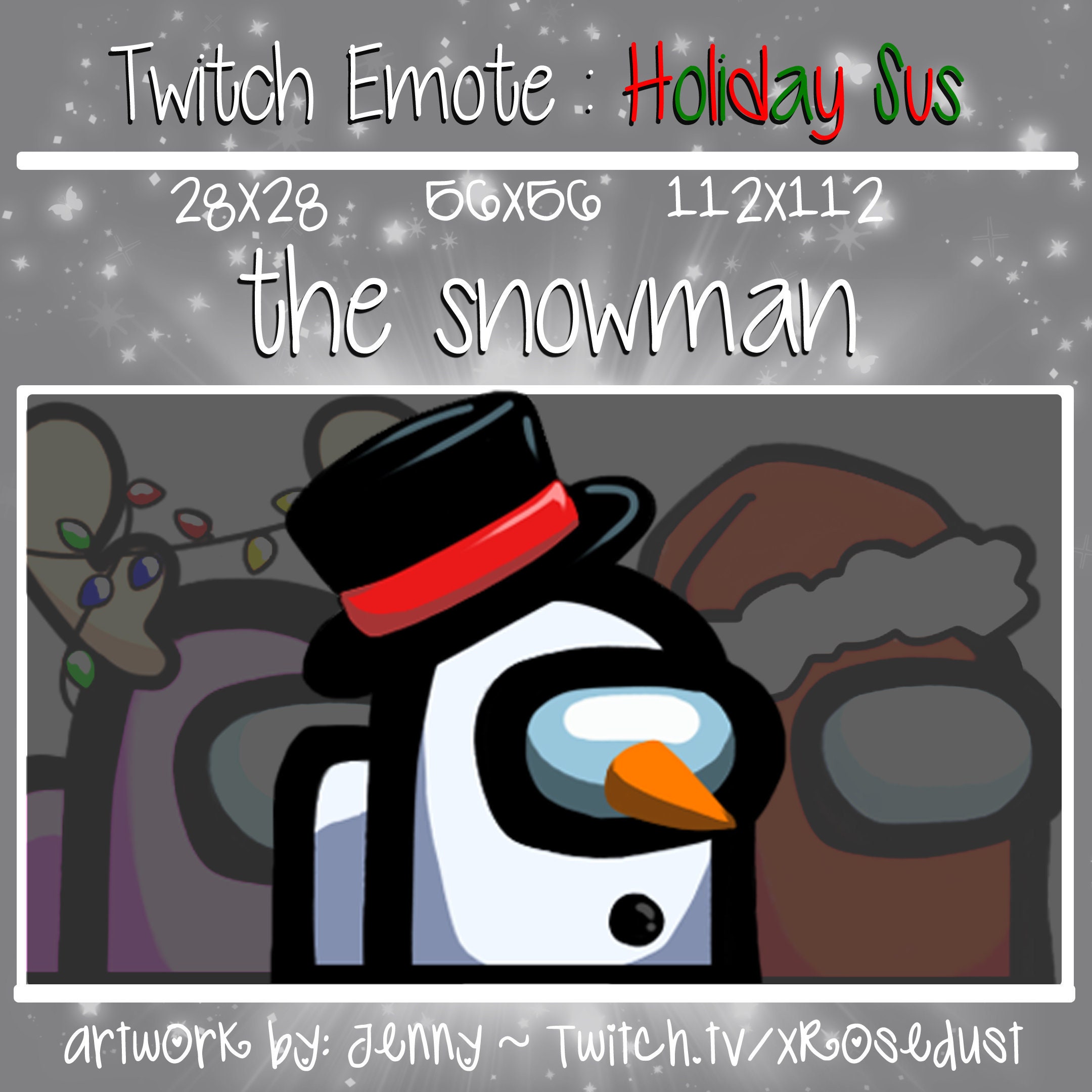 Twitch Emote : Holiday White Sus the Snowman - Etsy