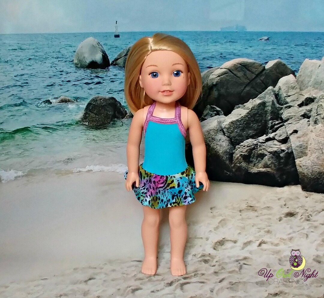 Doll Bathing Suit in Blue Leopard Print American Made to Fit Your 14 ...