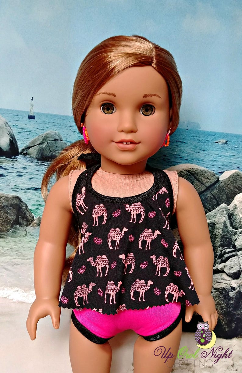 Doll Bathing Suit Camel & Paisley Print American Made to - Etsy UK