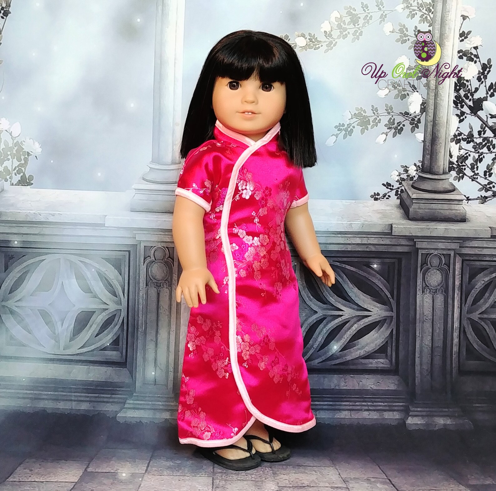 Doll Cheongsam in Dark Pink American-made for Your 18 - Etsy