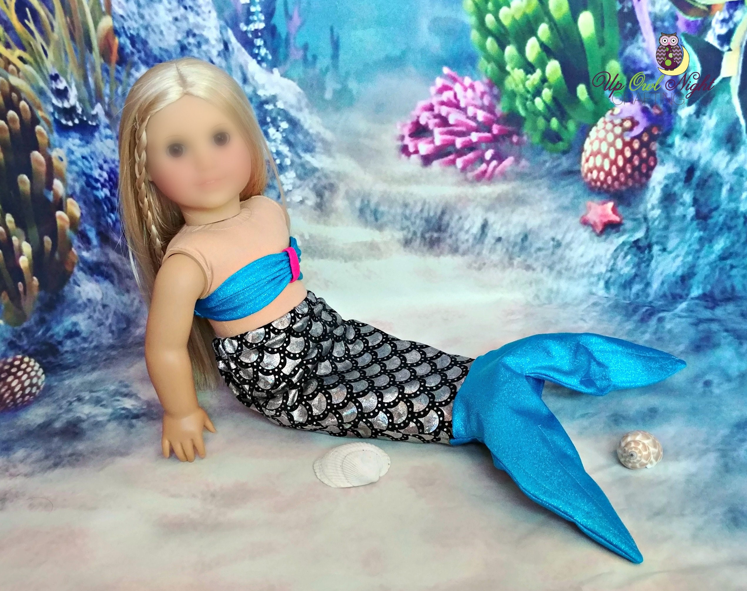 Mermaid Doll Costume --silver and Blue -- American Made to Fit Your 18 ...