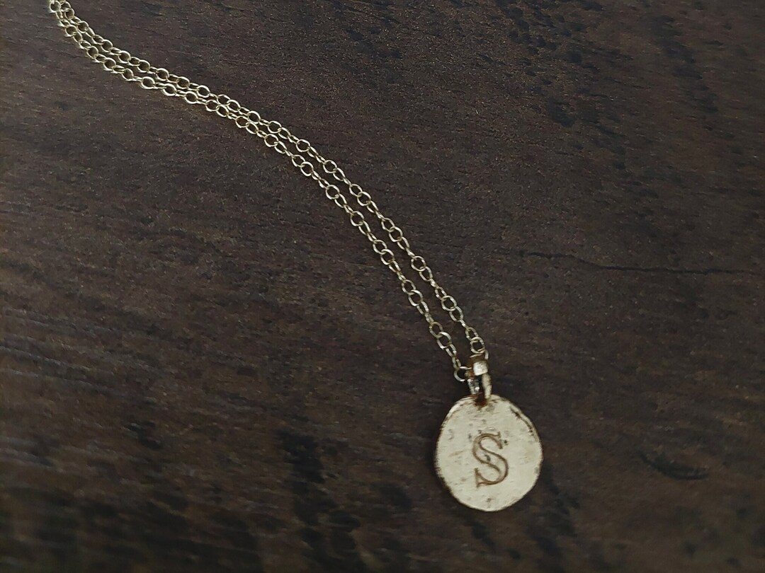 Gold Plated Initial Coin Necklace, Dainty Letter S Pendant, Birthday ...