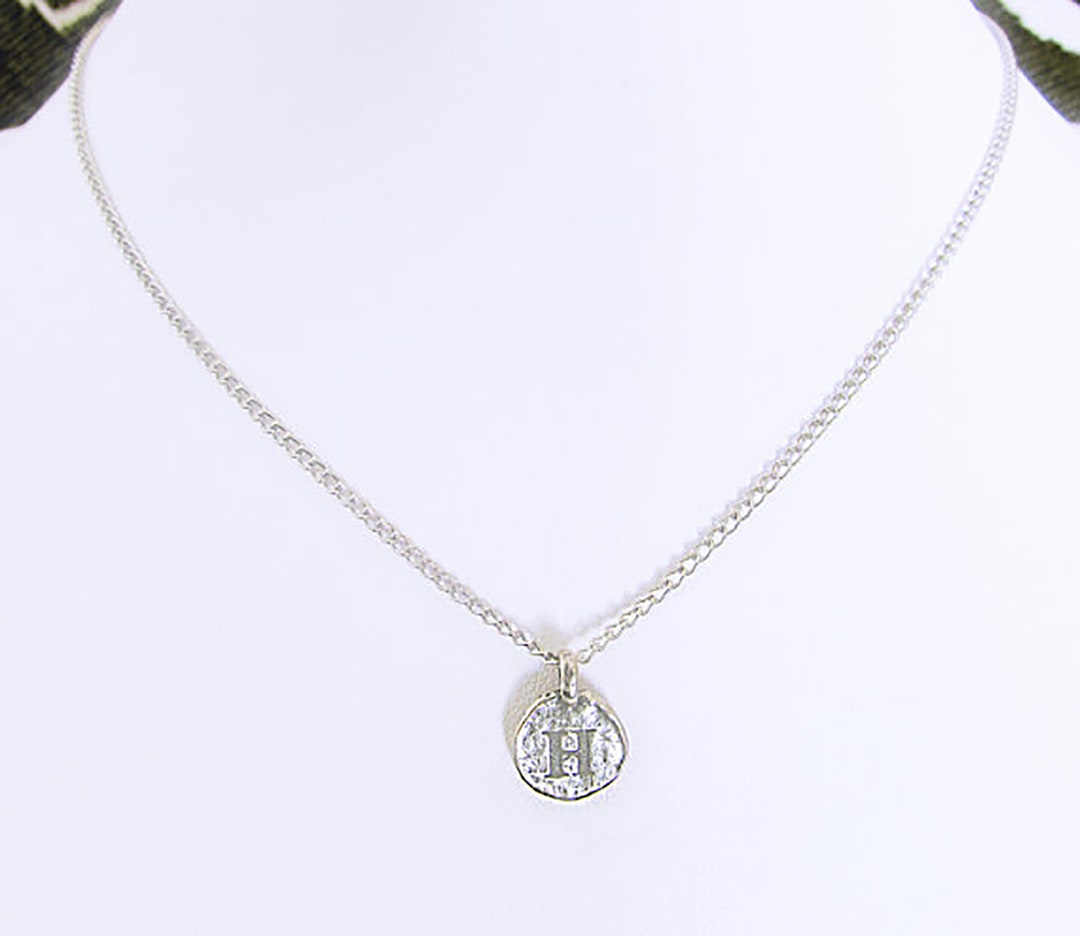 H Initial Silver Coin Choker Necklace or Gold Letter Pendant Charm ...